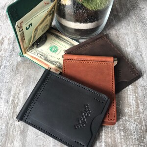 Money Clip Wallet Minimalist Leather Wallet Slim Money - Etsy