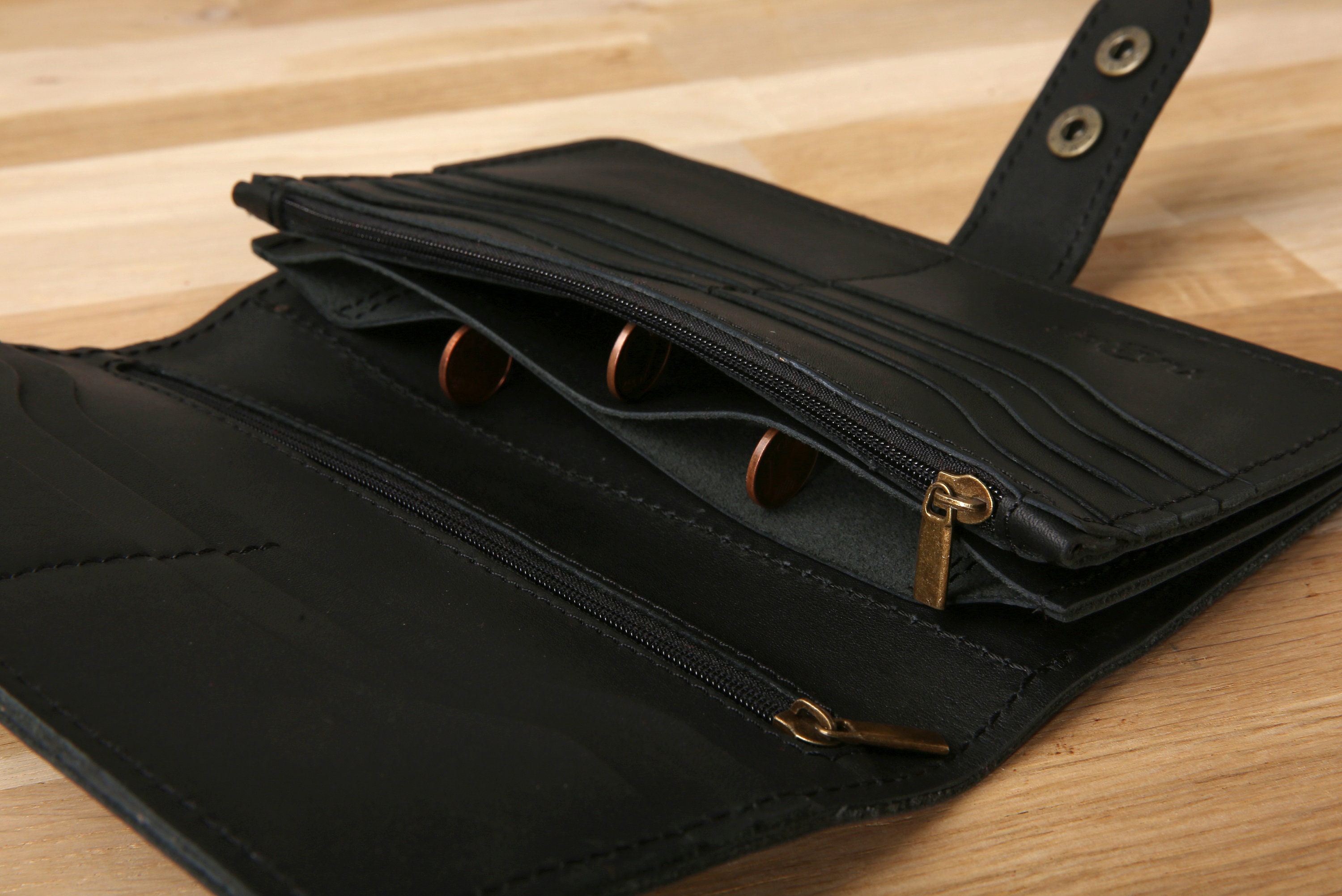 Black bifold soft leather phone wallet | Etsy