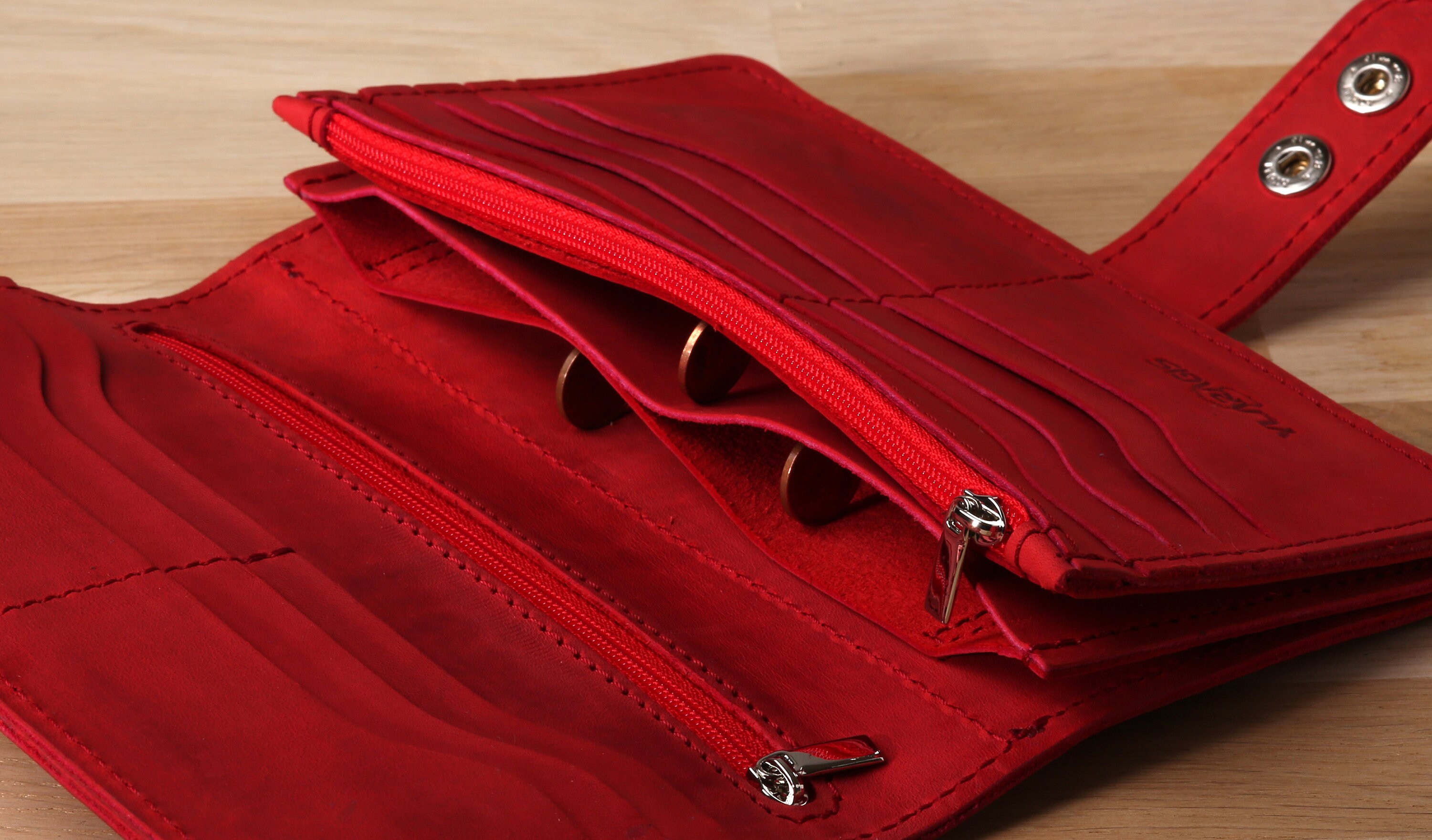 Red leather wallet Women's phone wallet Large capacity | Etsy