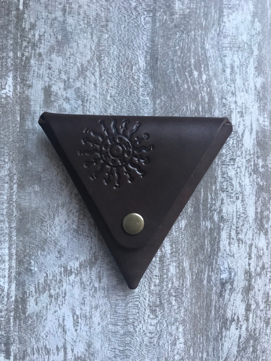 Compact Triangle Leather Coin Wallet, Slim Card and Cash Wallet ...