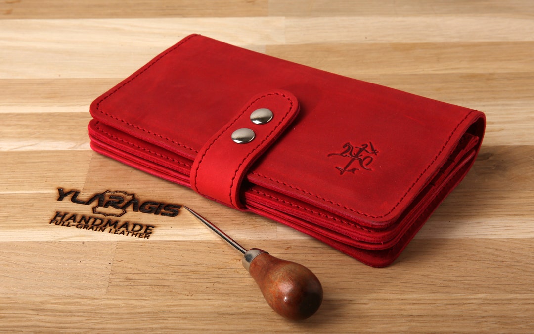 Large Red Leather Wallet | Women's Phone Wallet | Large Capacity ...