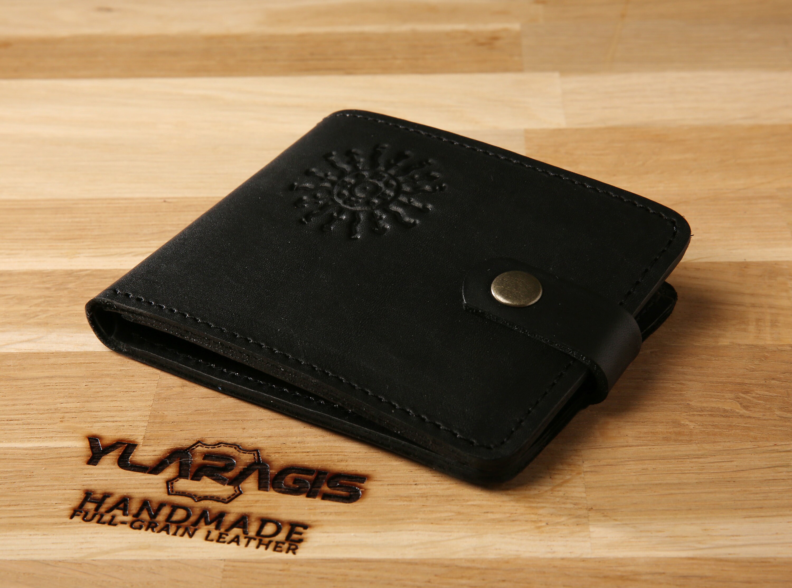 Small Bifold Leather Wallet Black Minimalist Wallet | Etsy