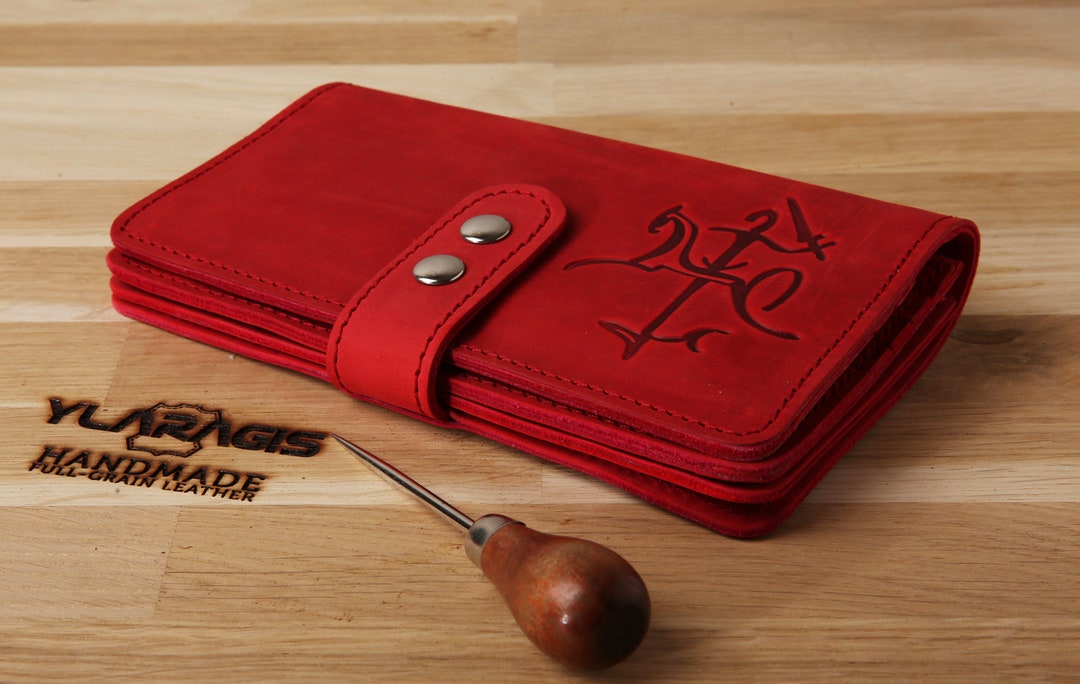 Red Leather Wallet Women's Phone Wallet Large Capacity Wallet Long ...