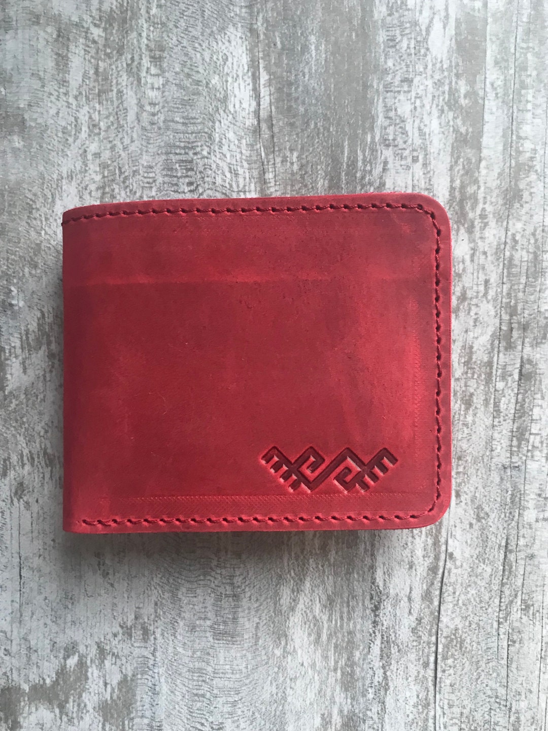 Small Red Leather Wallet | Bifold Wallet | Minimalist Pocket Wallet ...