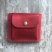 Small Red Leather Wallet Bifold Wallet Minimalist Pocket Wallet Card ...