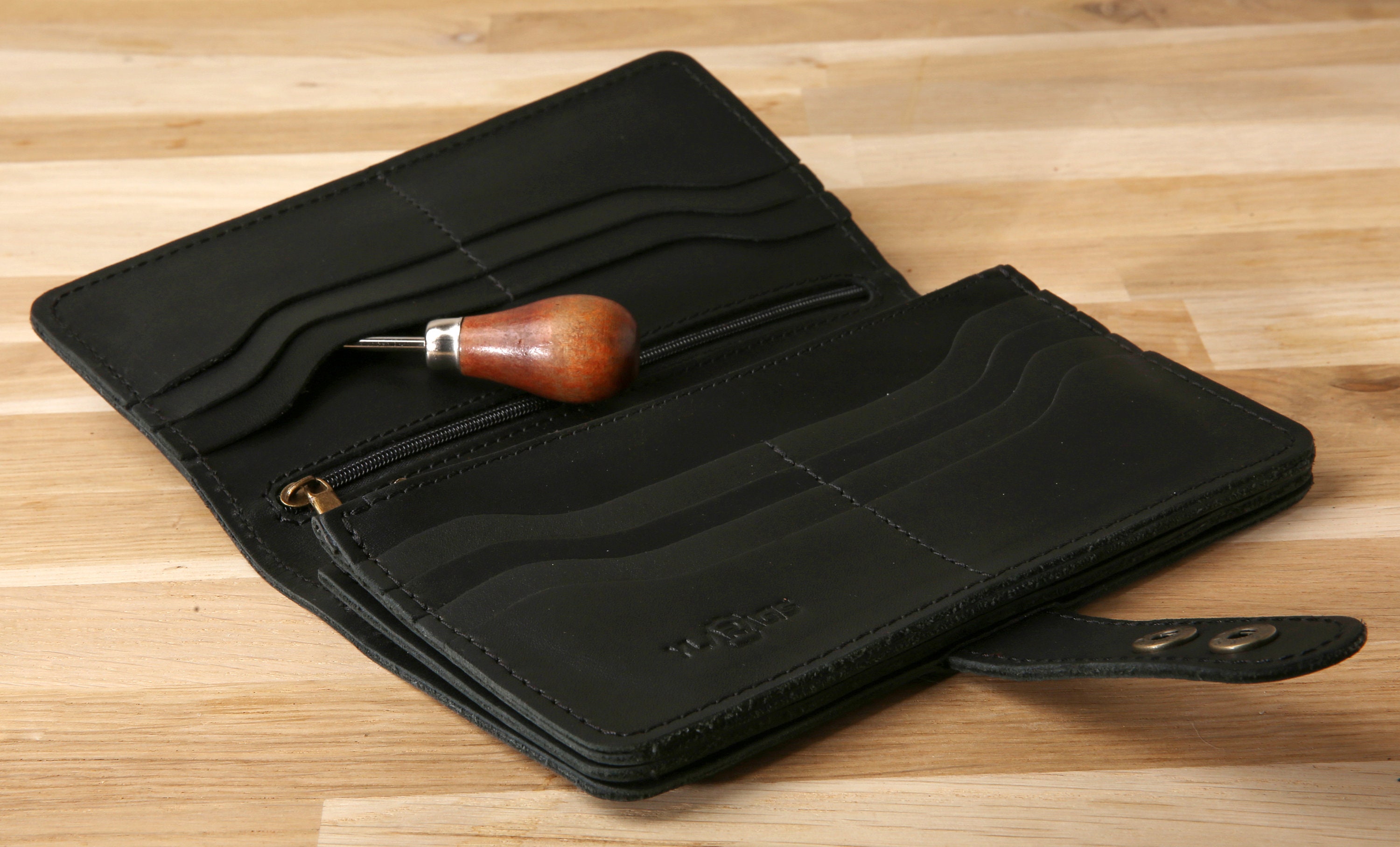 Black bifold soft leather phone wallet | Etsy