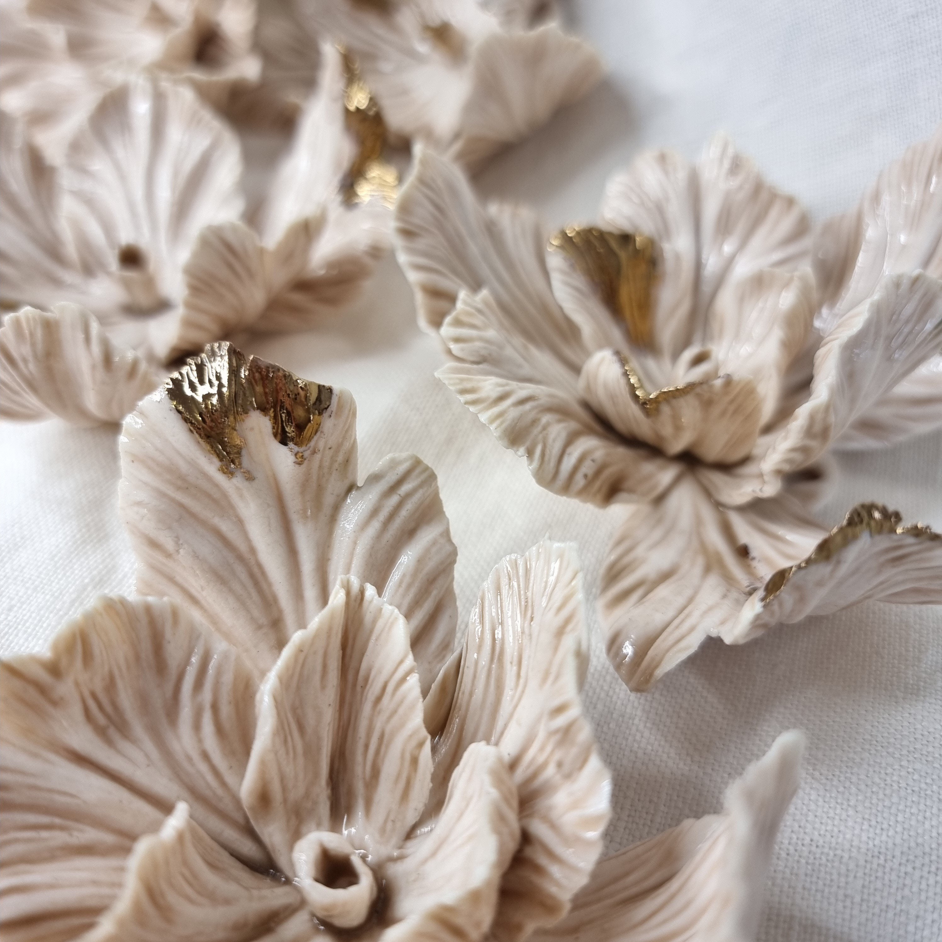 Set of 3 Porcelain Blooms, Handmade Flowers, Wall Décor - Etsy