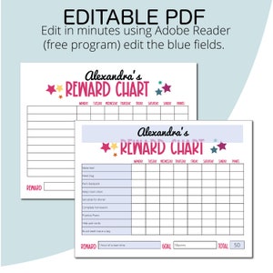 Reward Chart, Editable Goal Chart, Reward Chart for Kids, Fun Reward ...