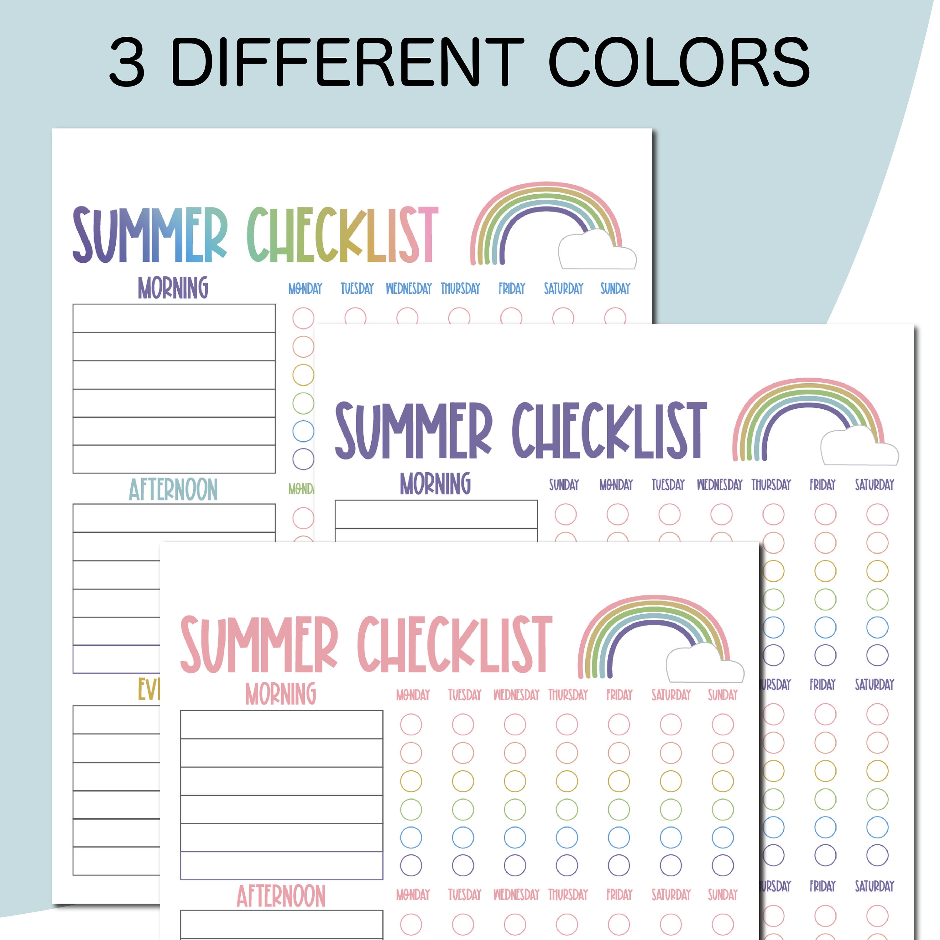 Checklist for Kids, Summer Checklist for Kids, Chore Chart for Kids ...
