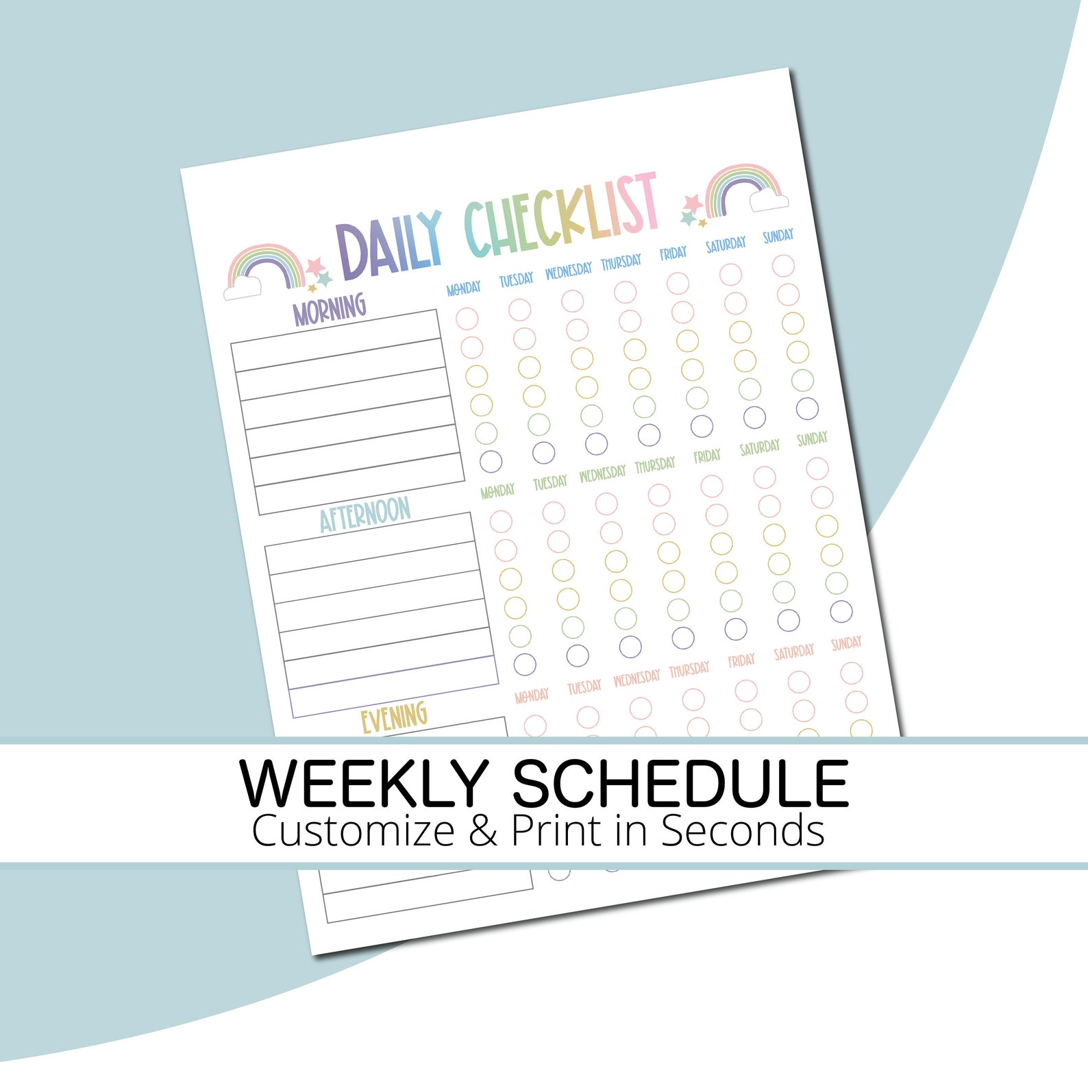 Daily Checklist for Kids, Editable Printable Checklist for Kids, Daily ...