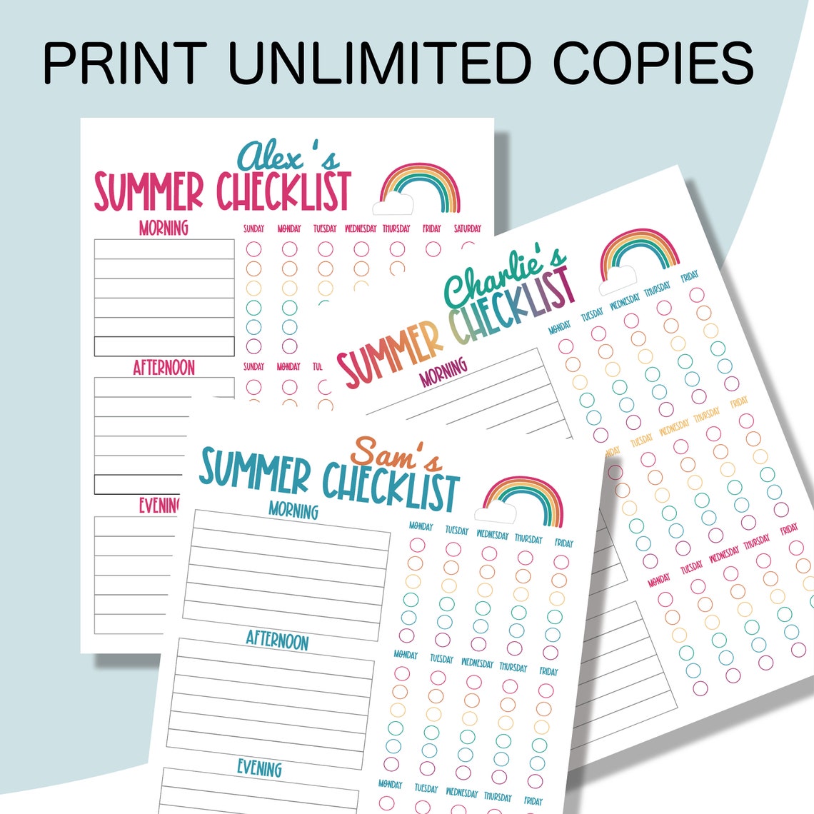 Checklist for Kids, Summer Checklist for Kids, Chore Chart for Kids ...