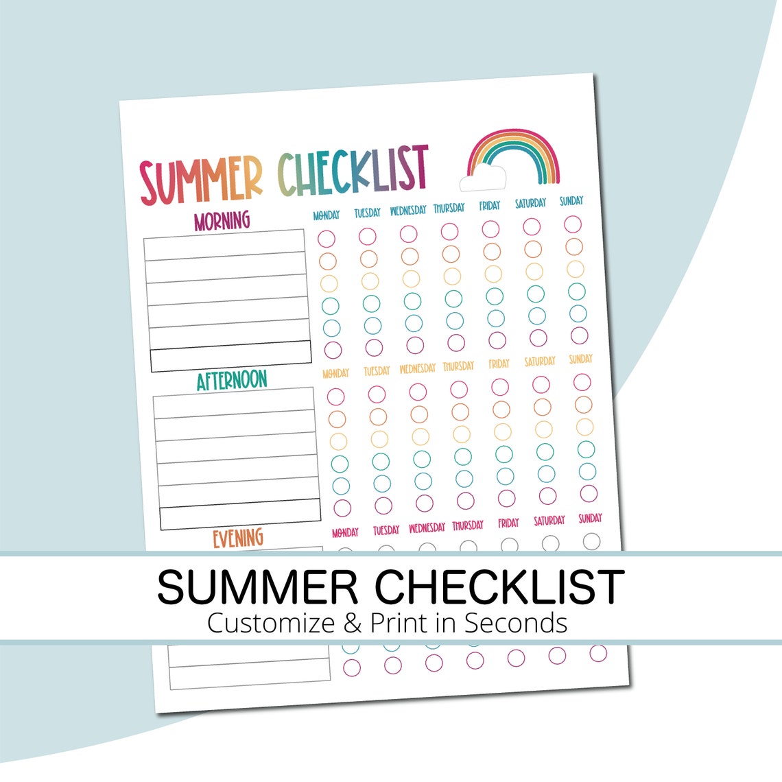 Checklist for Kids, Summer Checklist for Kids, Chore Chart for Kids ...