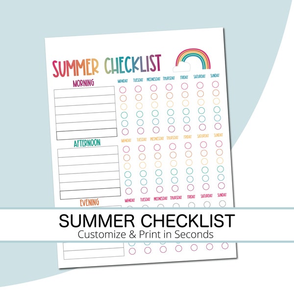 Summer Kids Checklist - Etsy