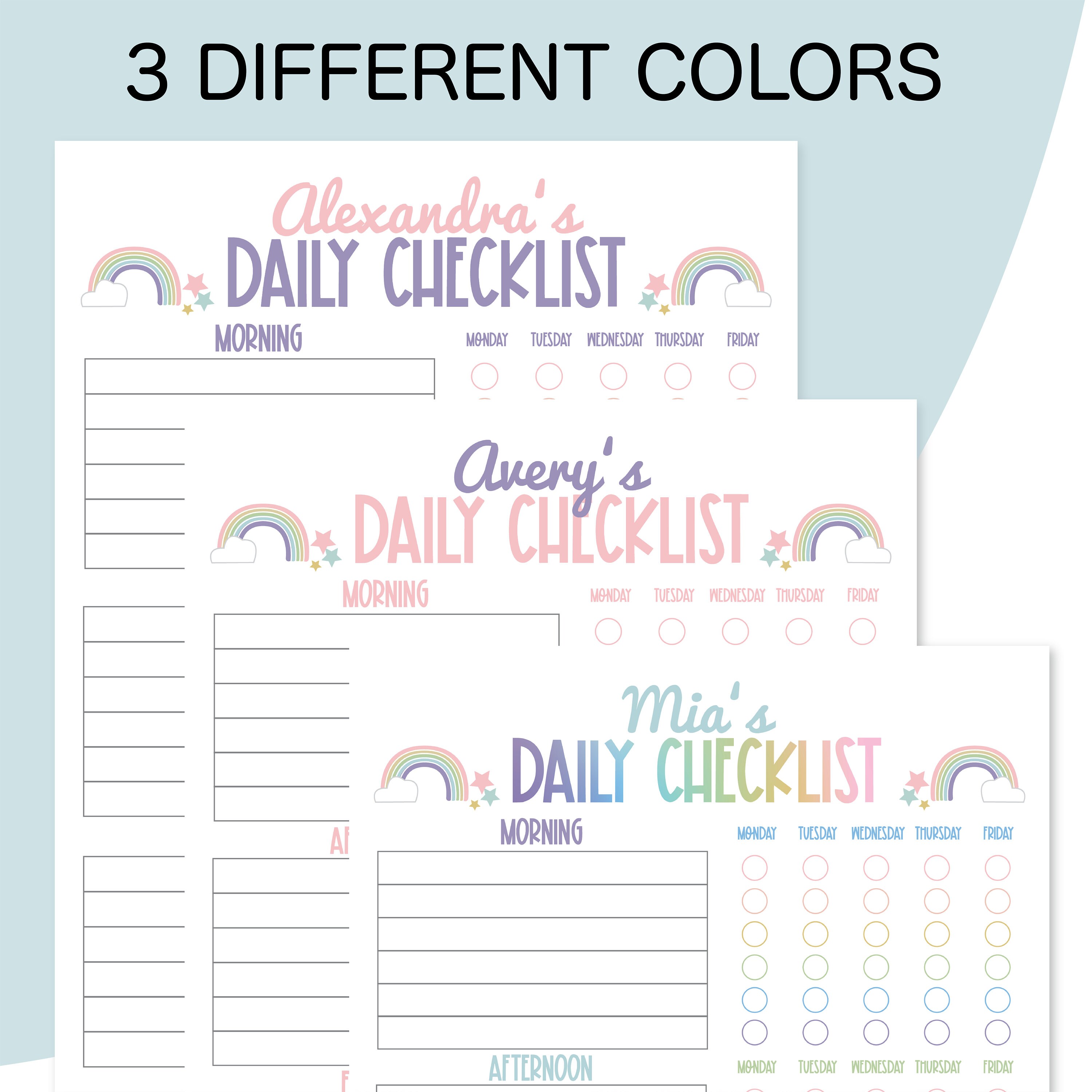 Daily Checklist for Kids, Editable Printable Checklist for Kids, Daily ...