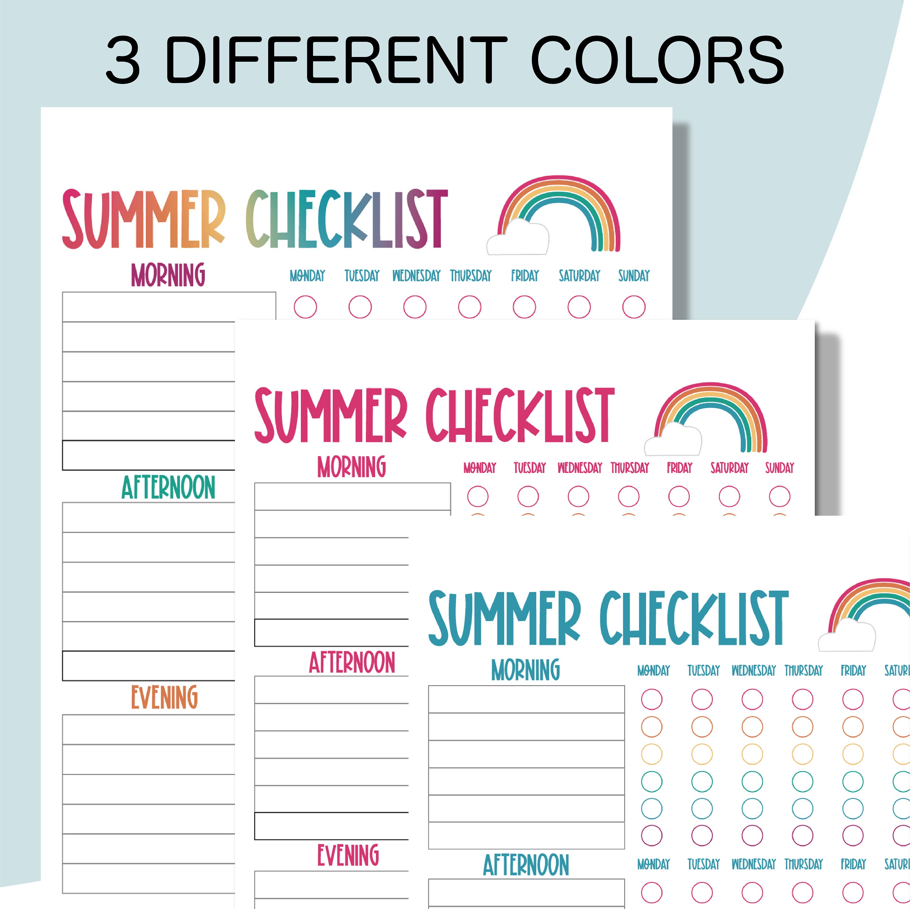 Checklist for Kids Summer Checklist for Kids Chore Chart for - Etsy