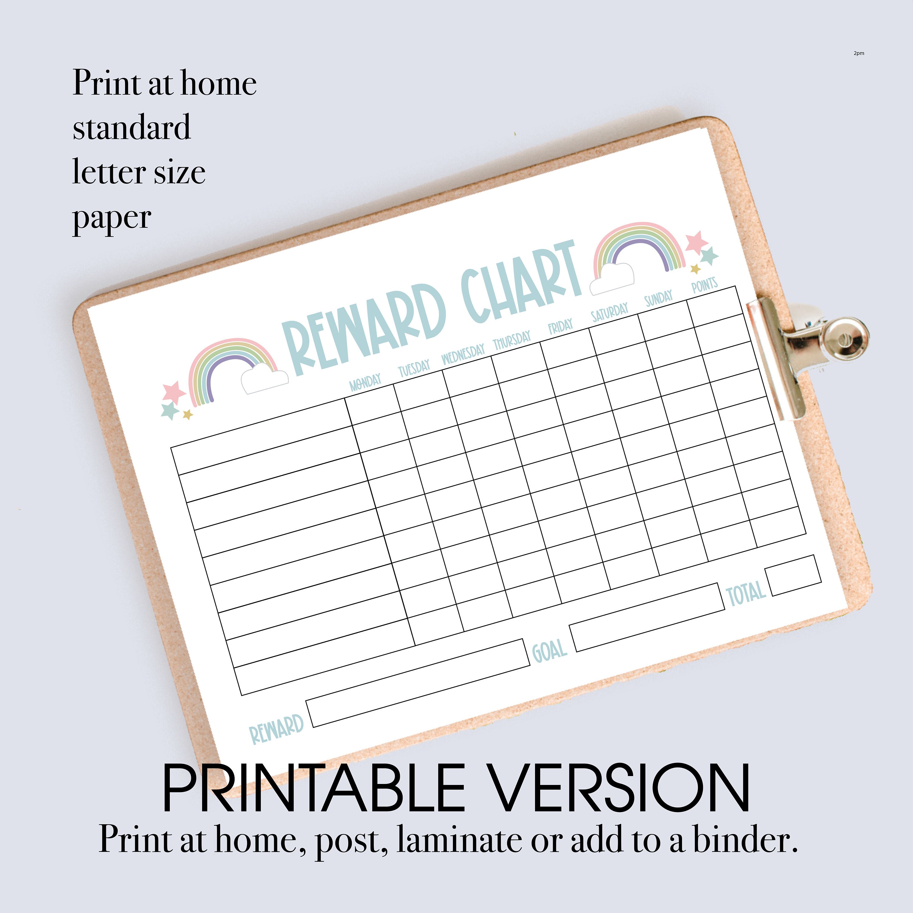 Reward Chart Editable Goal Chart Reward Chart for Girls | Etsy