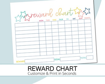 Reward Chart, Editable Goal Chart, Reward Chart for Kids, Fun Reward ...
