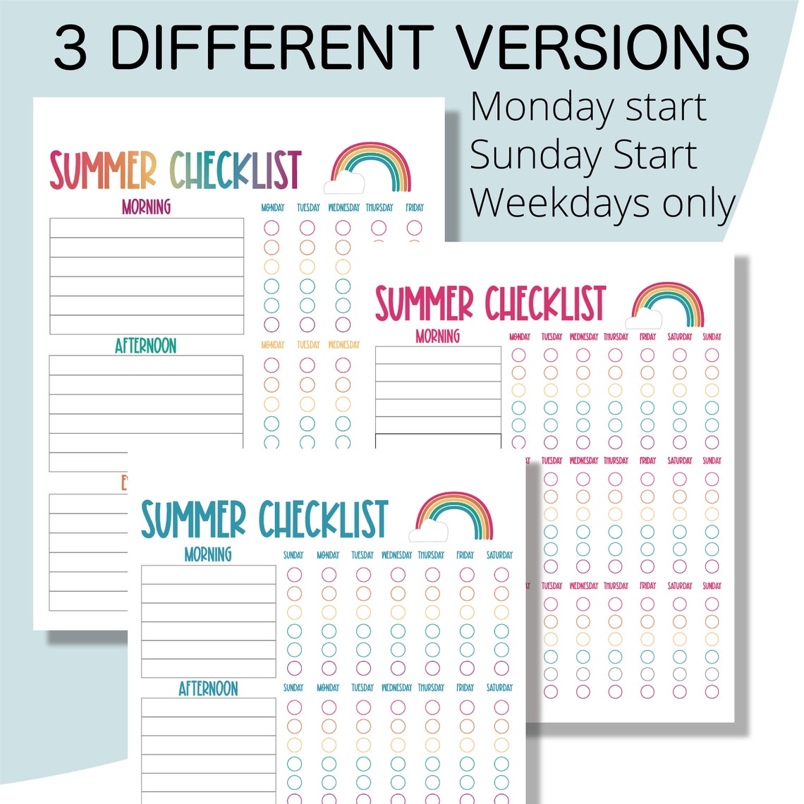 Checklist for Kids, Summer Checklist for Kids, Chore Chart for Kids ...