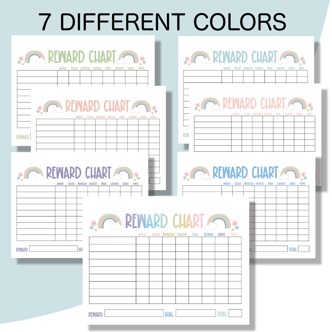 Reward Chart, Editable Goal Chart, Reward Chart for Girls, Pastel ...