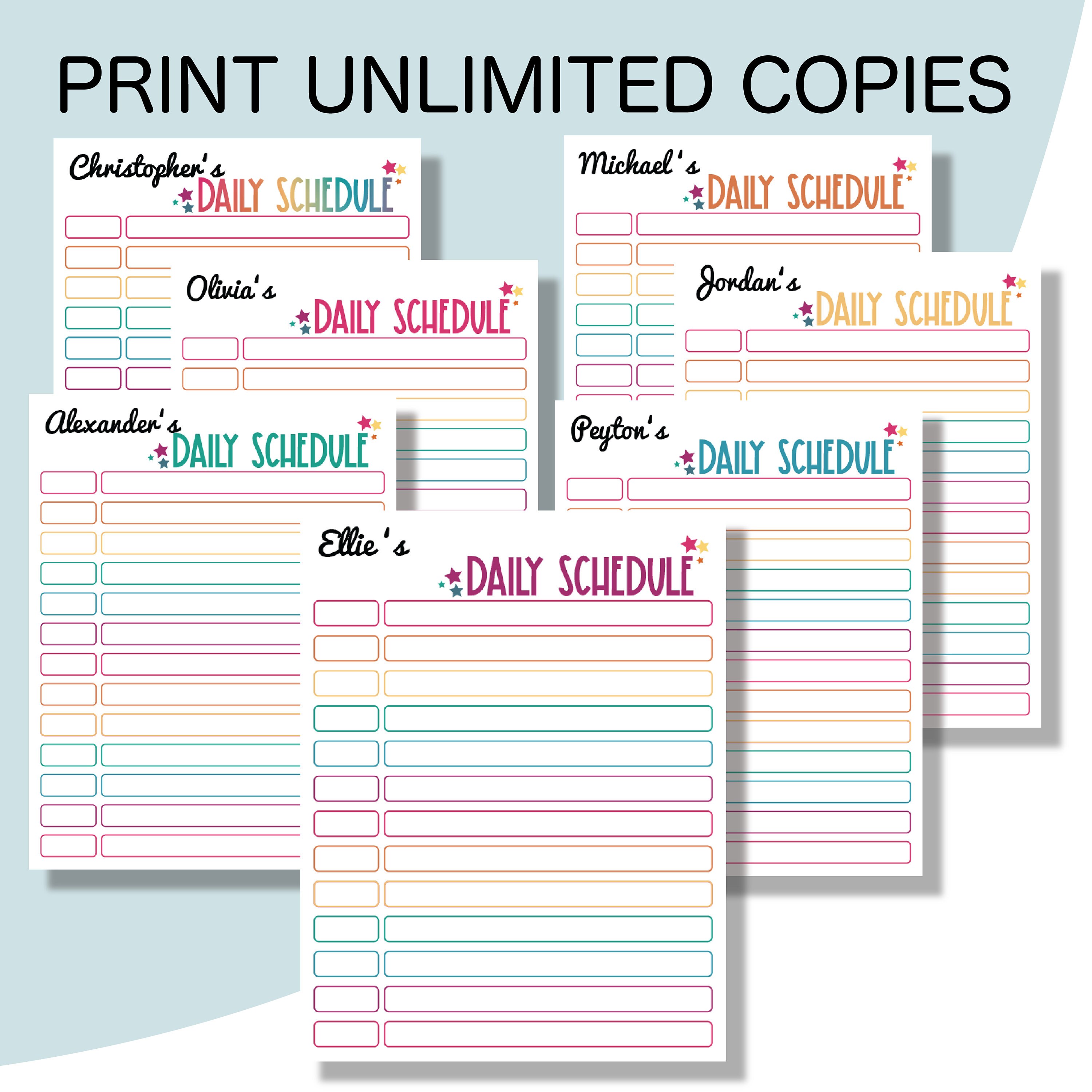 Kids Daily Schedule, Homeschool Schedule, Printable Editable Daily ...