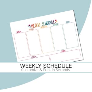 Weekly Schedule for Kids Homeschool Schedule Kids Schedule - Etsy