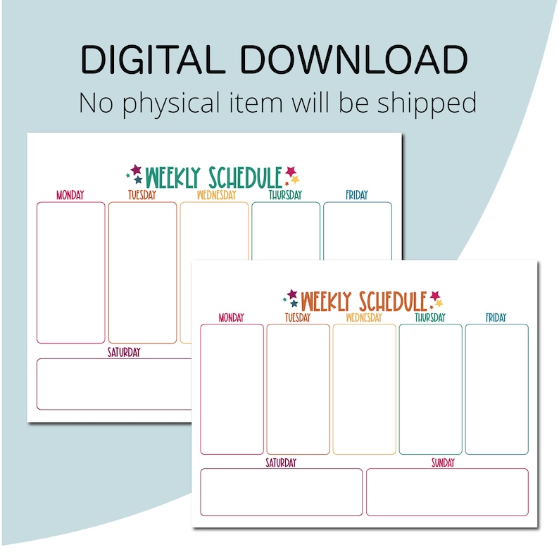 Weekly Schedule for Kids Homeschool Schedule Kids Schedule - Etsy