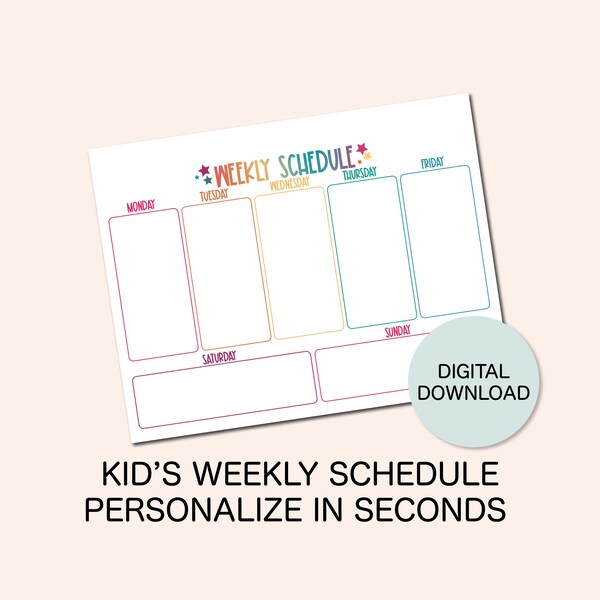 Kids Daily Responsibilities Chart, Chore Chart for Kids, Editable Chore ...