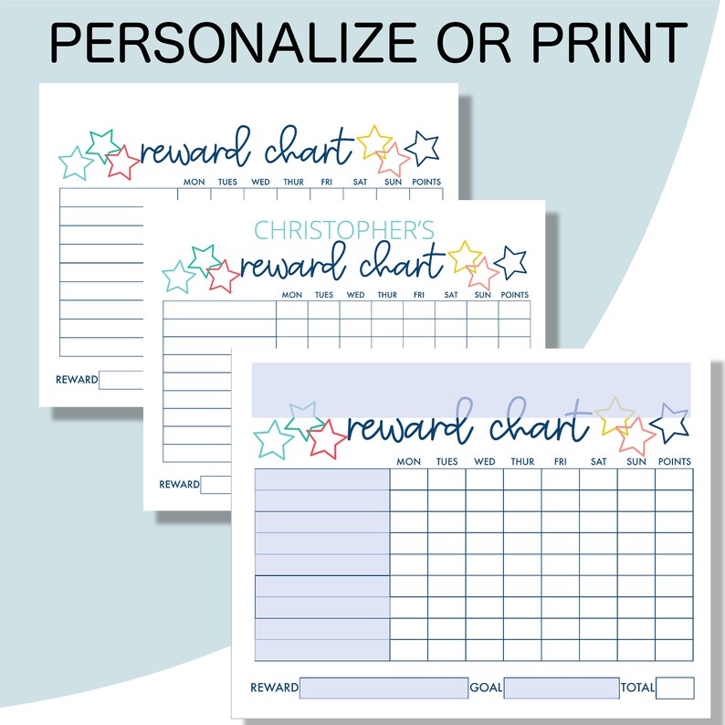 Reward Chart, Editable Goal Chart, Reward Chart for Girls, Pastel ...