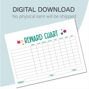 Reward Chart, Editable Goal Chart, Reward Chart for Kids, Fun Reward ...