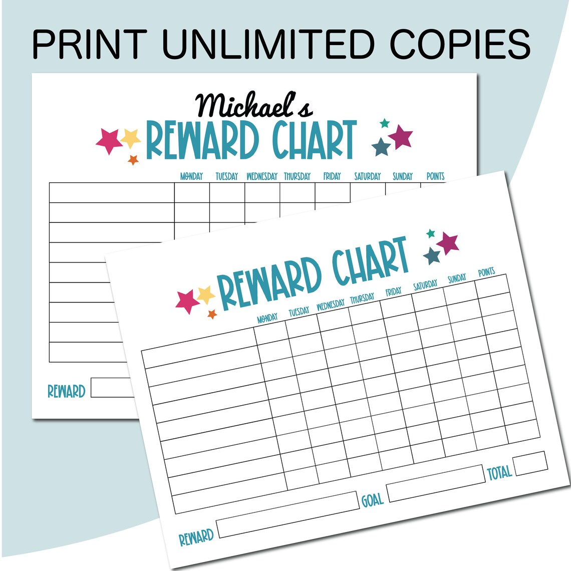 Reward Chart Editable Goal Chart Reward Chart for Kids Fun - Etsy