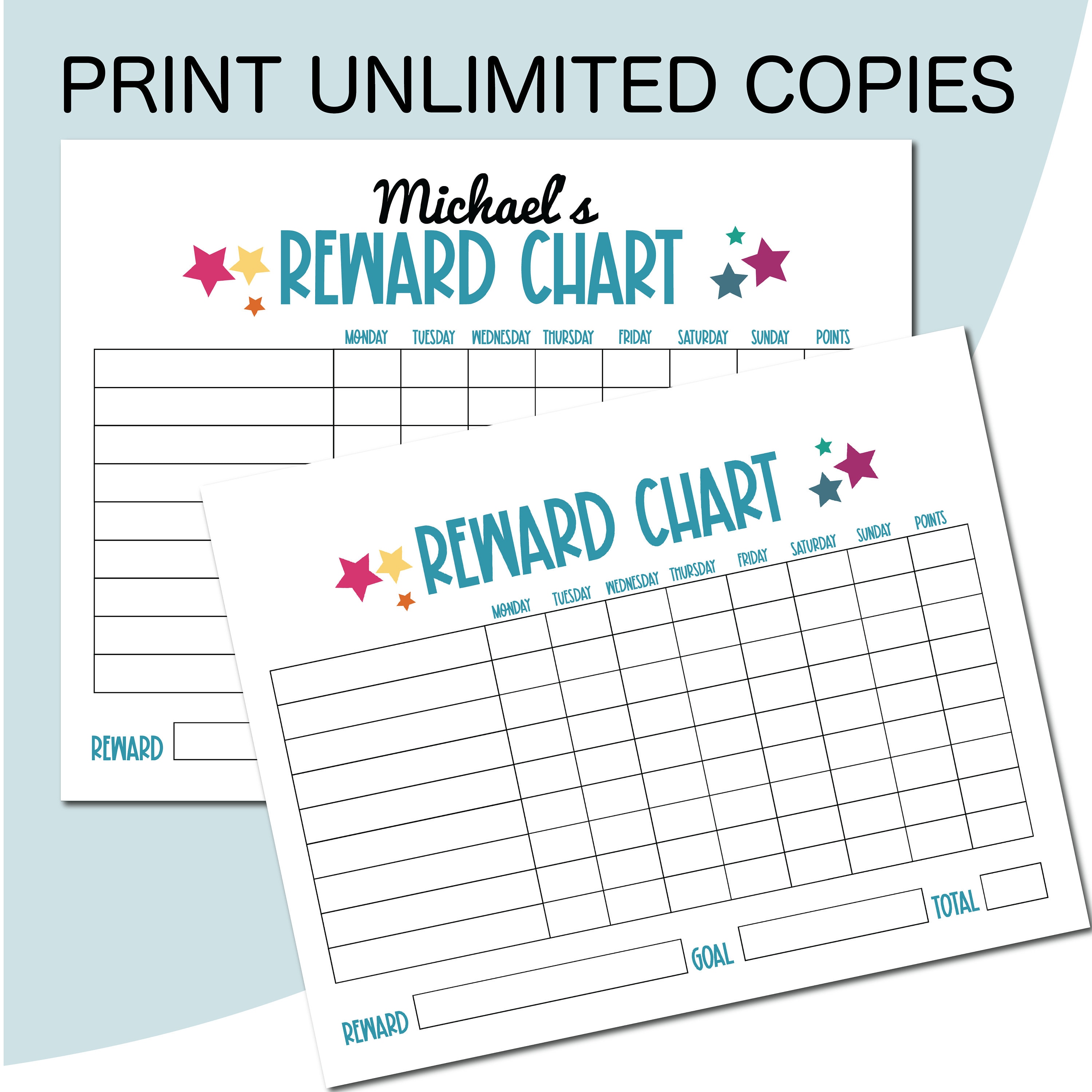 Reward Chart Editable Goal Chart Reward Chart for Kids Fun - Etsy