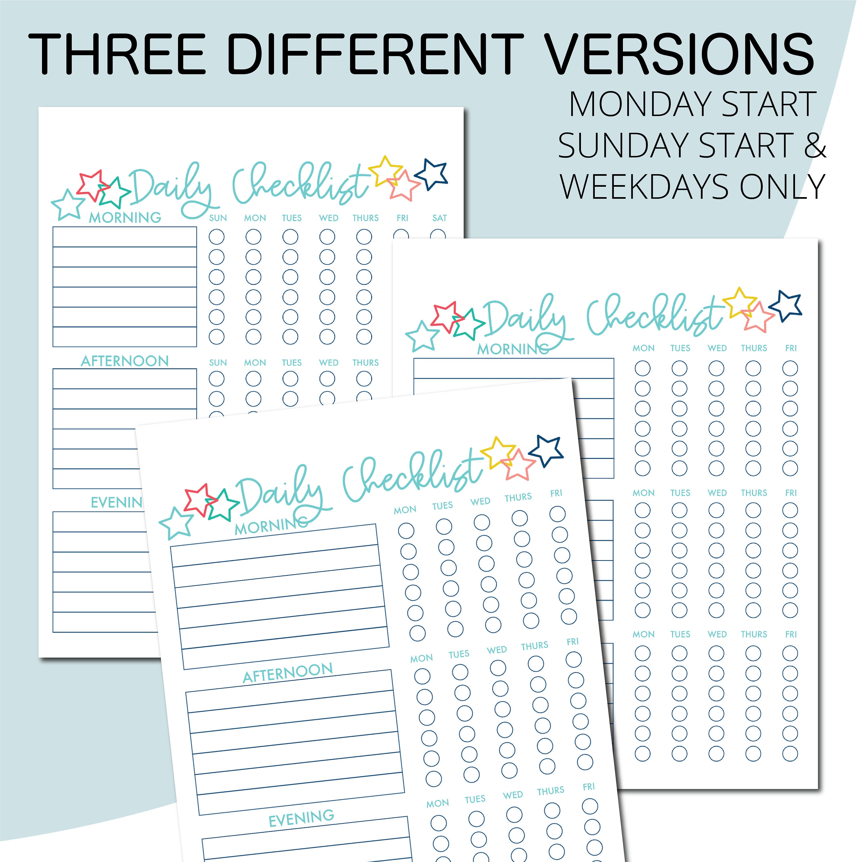Daily Checklist for Kids, Printable Checklist, Daily Planner for Kids ...
