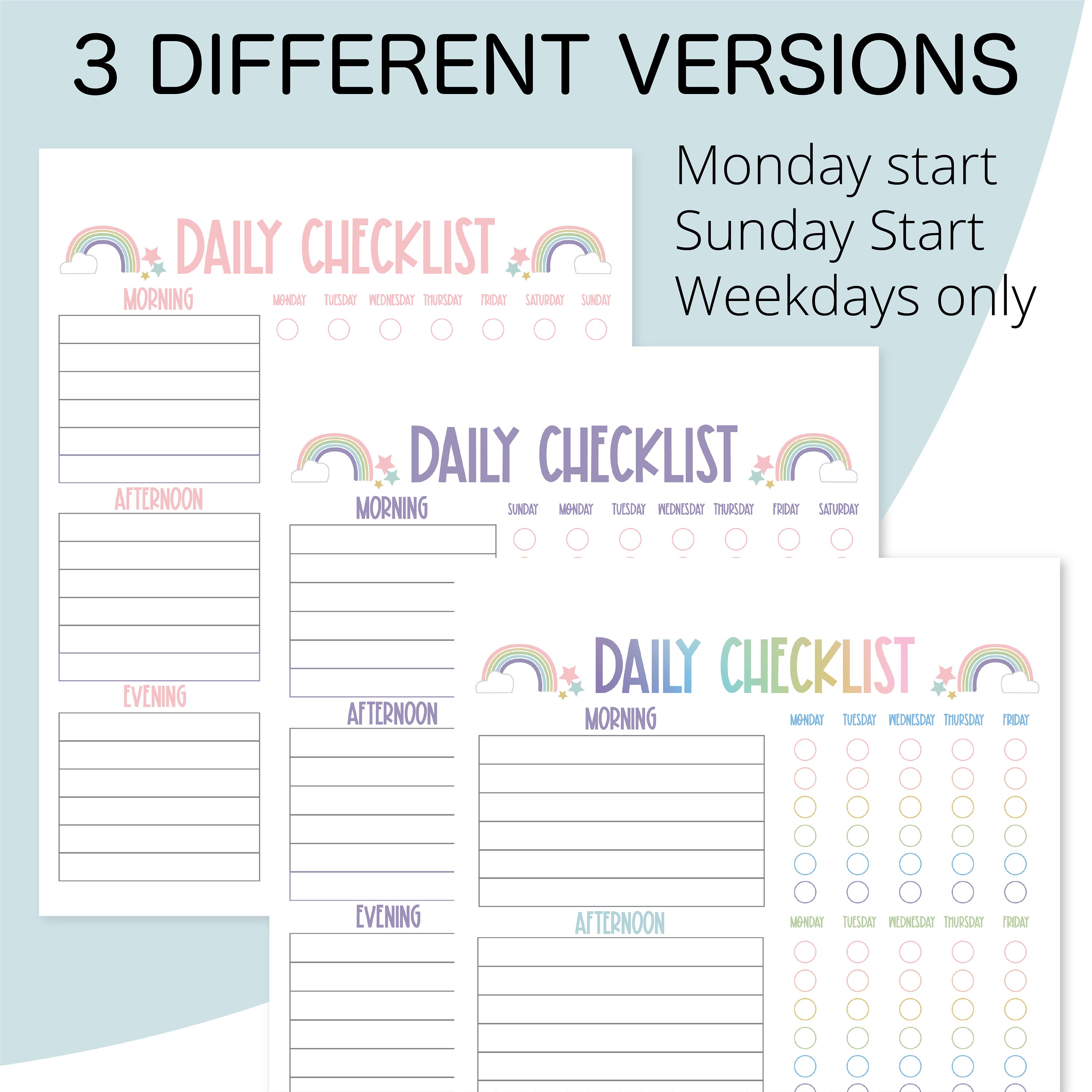 Daily Checklist for Kids, Editable Printable Checklist for Kids, Daily ...