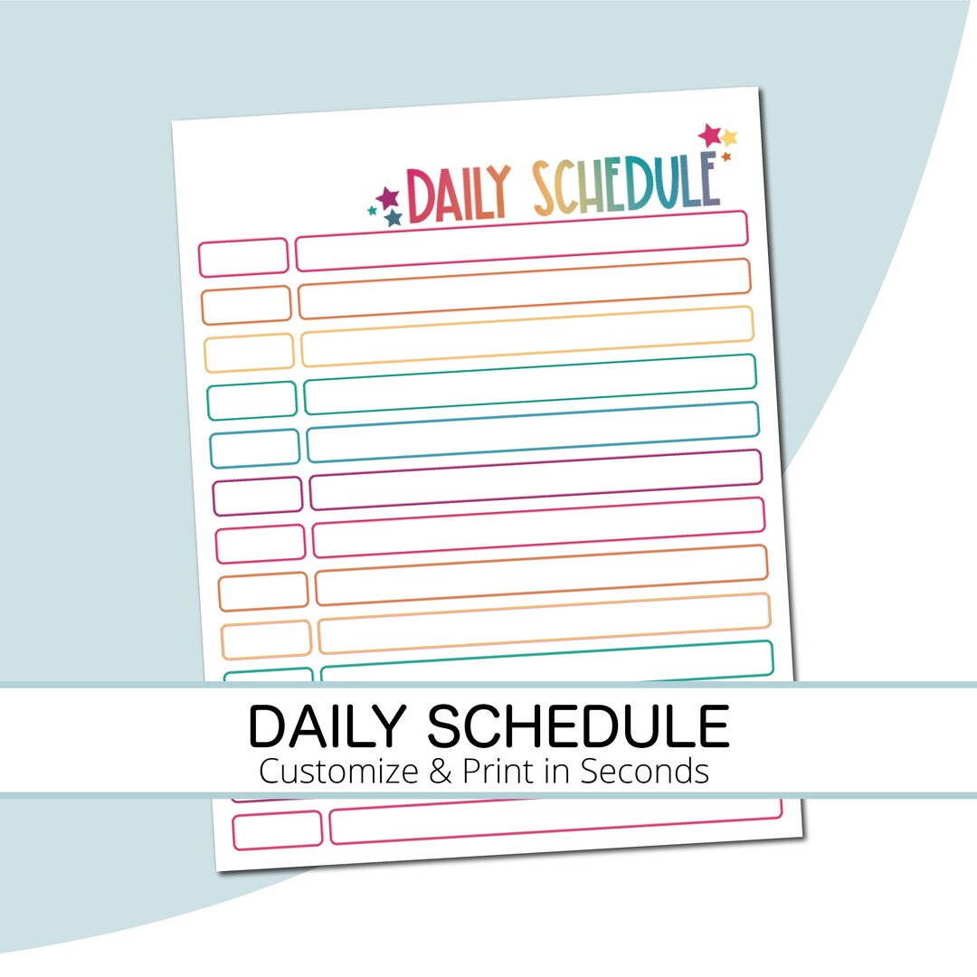 Kids Daily Schedule, Homeschool Schedule, Printable Editable Daily ...