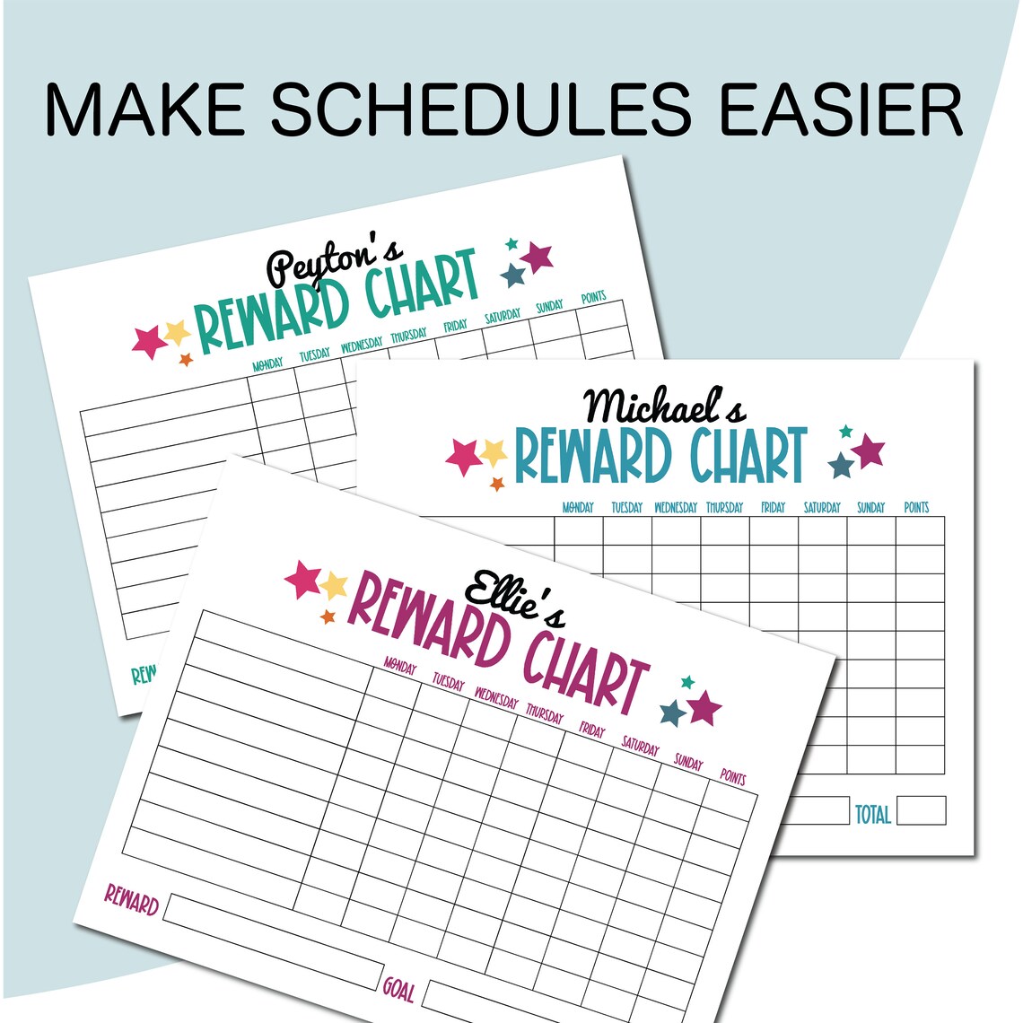 Reward Chart Editable Goal Chart Reward Chart for Kids Fun - Etsy