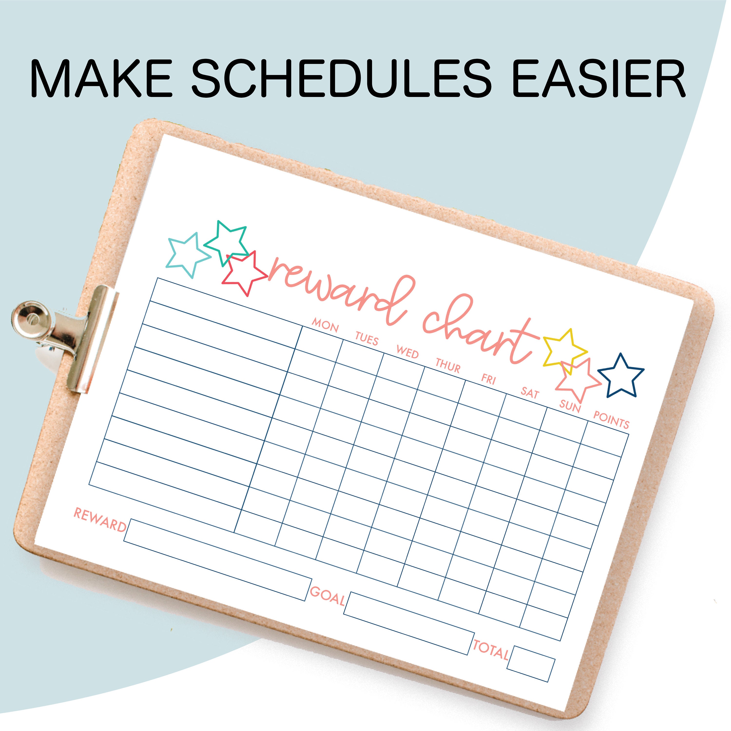 Reward Chart, Editable Goal Chart, Reward Chart for Girls, Pastel ...