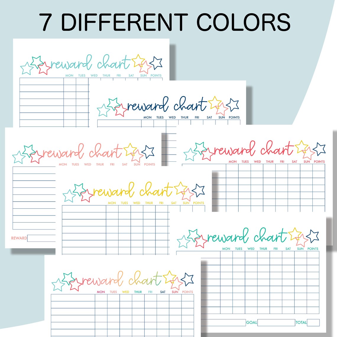 Reward Chart, Editable Goal Chart, Reward Chart for Girls, Pastel ...