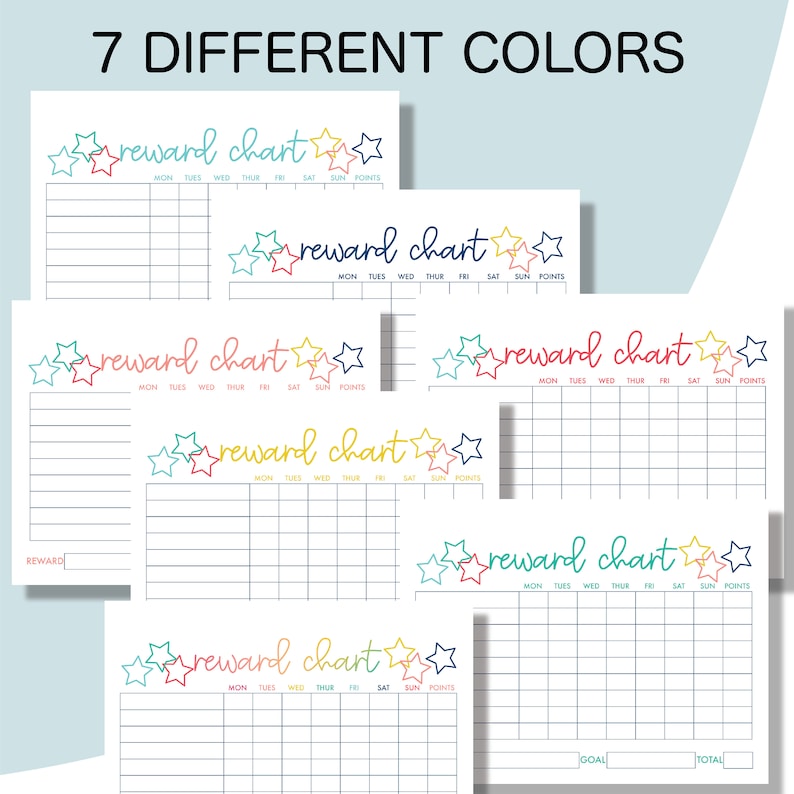 Reward Chart, Editable Goal Chart, Reward Chart for Girls, Pastel ...
