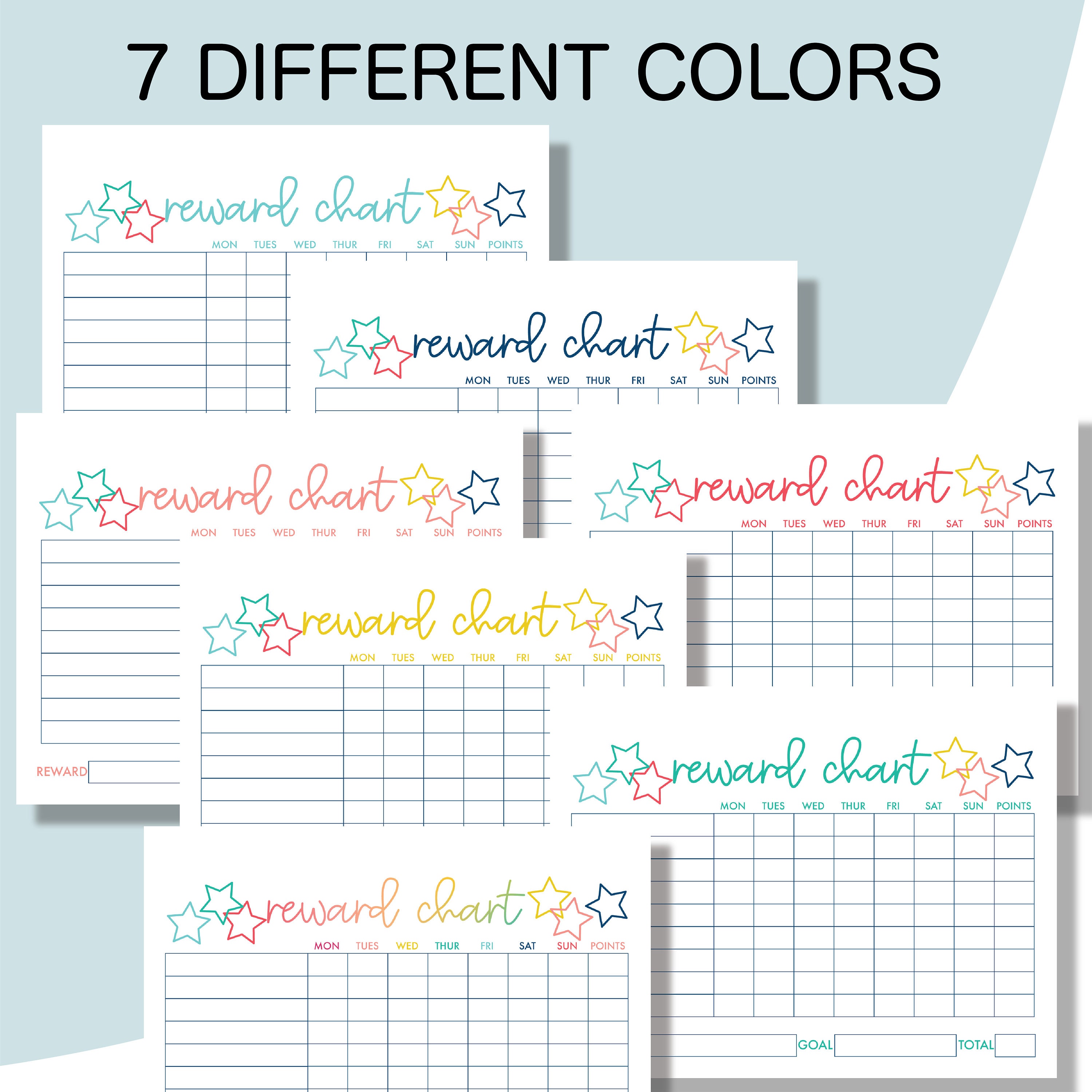 Reward Chart, Editable Goal Chart, Reward Chart for Girls, Pastel ...