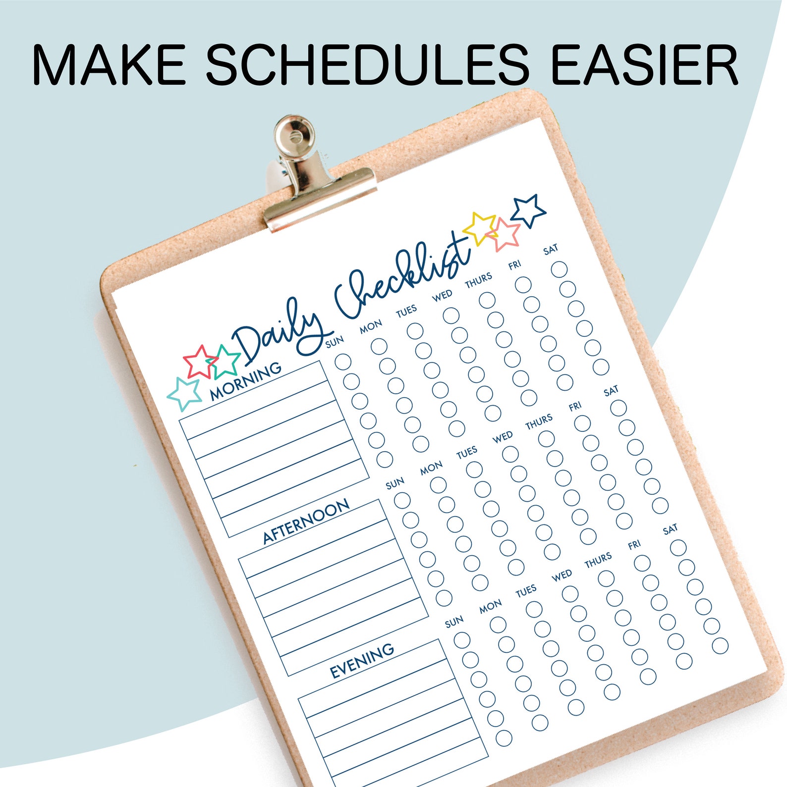 Daily Checklist for Kids, Printable Checklist, Daily Planner for Kids ...