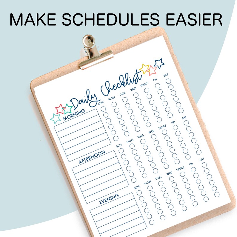 Daily Checklist for Kids, Printable Checklist, Daily Planner for Kids ...