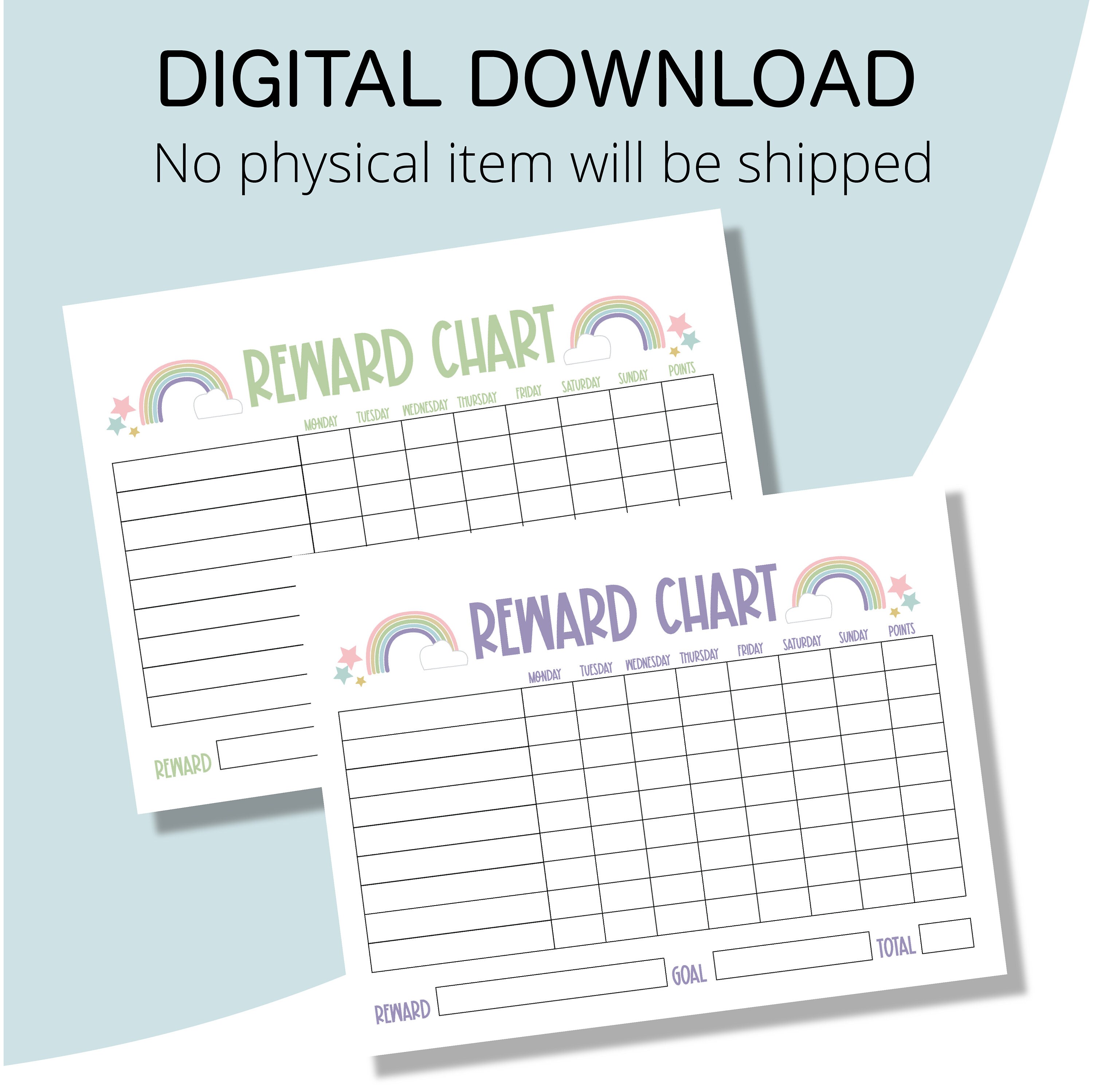 Reward Chart, Editable Goal Chart, Reward Chart for Girls, Pastel ...
