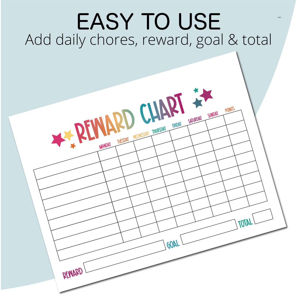 Reward Chart Editable Goal Chart Reward Chart for Kids Fun - Etsy