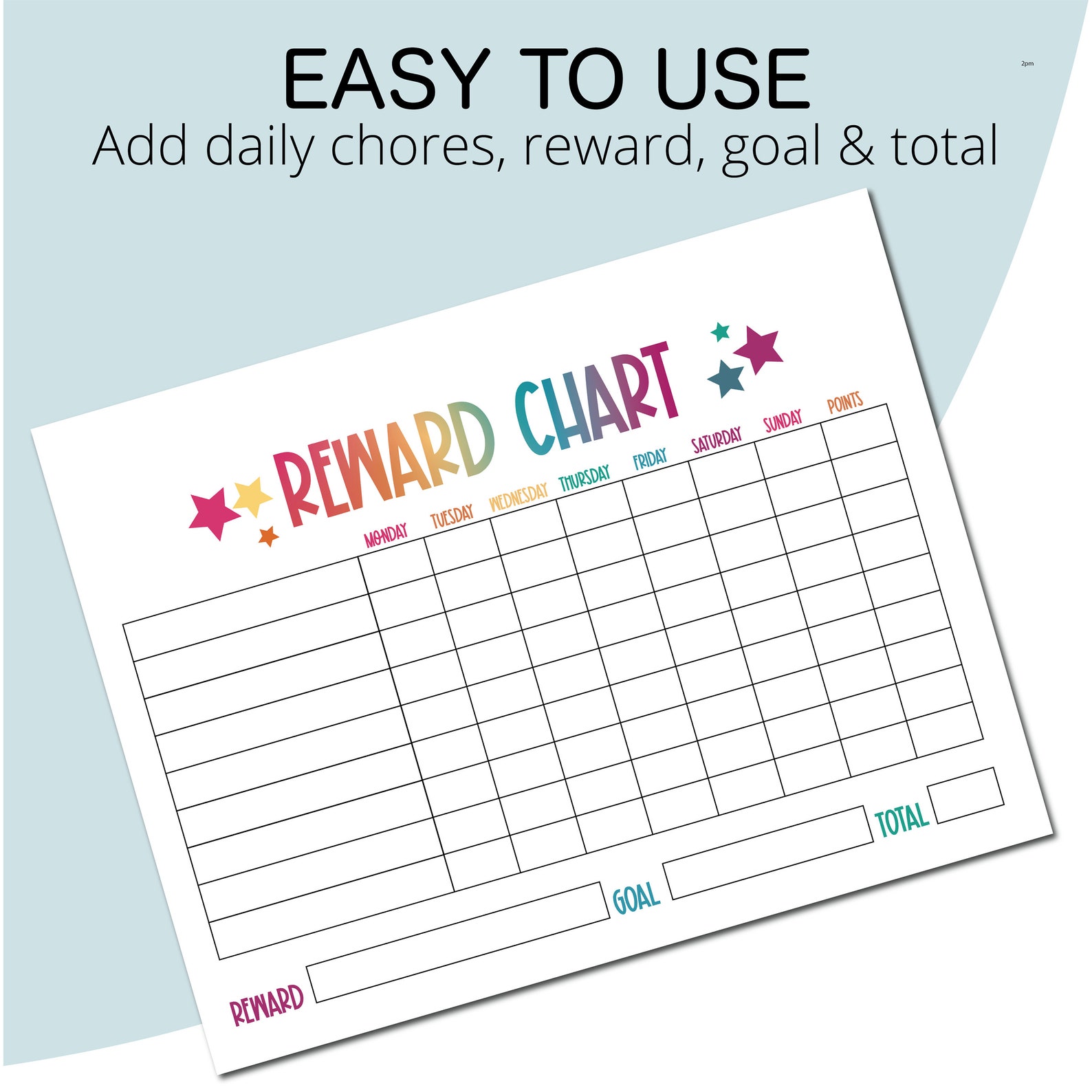 Reward Chart, Editable Goal Chart, Reward Chart for Kids, Fun Reward ...