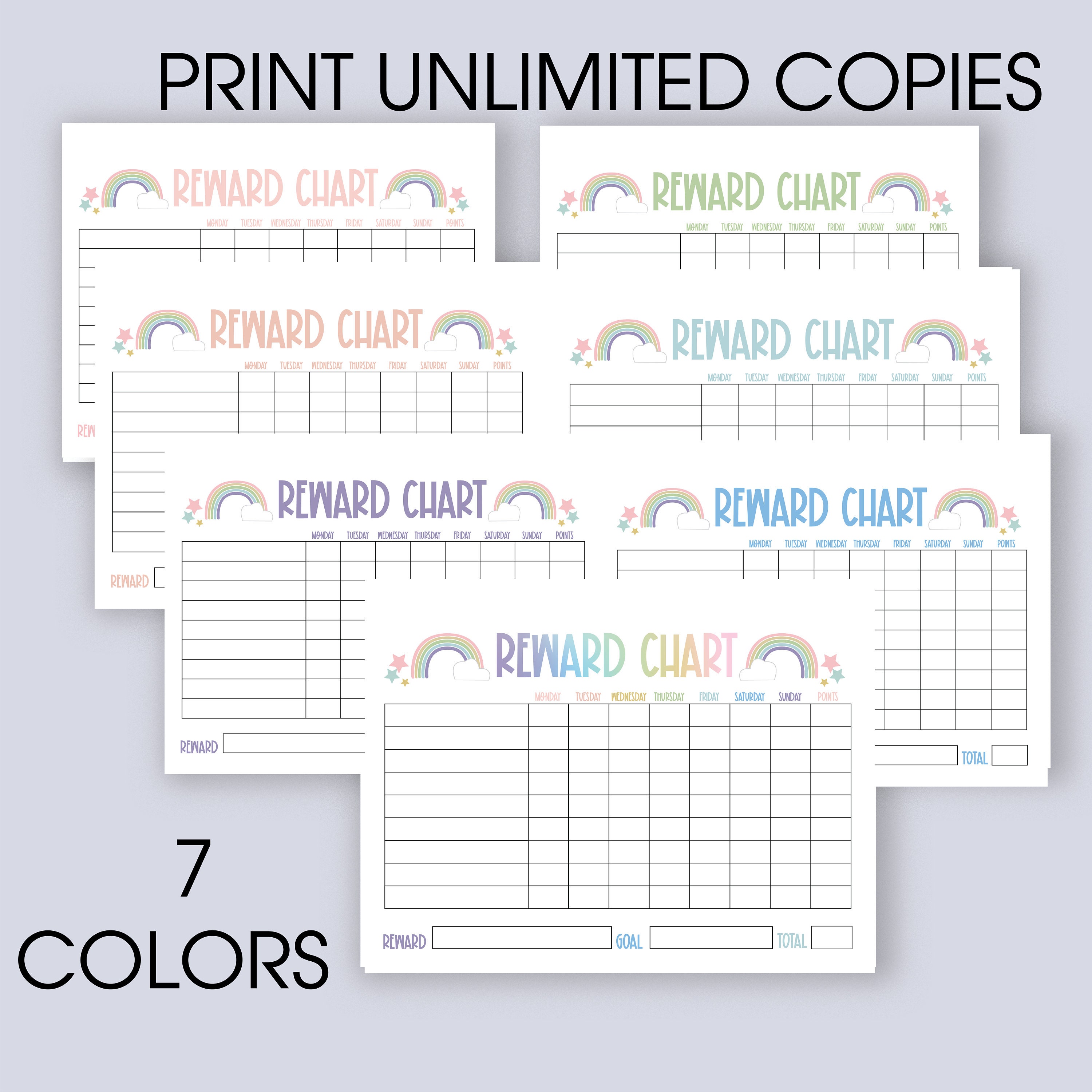 Reward Chart Editable Goal Chart Reward Chart for Girls | Etsy