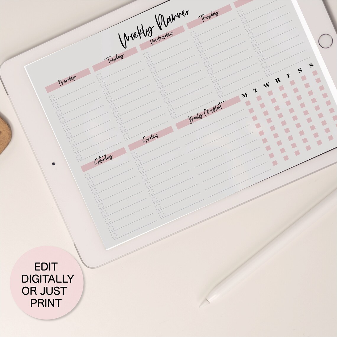 Adult Weekly Schedule, Editable Weekly Schedule for Adults, Printable ...