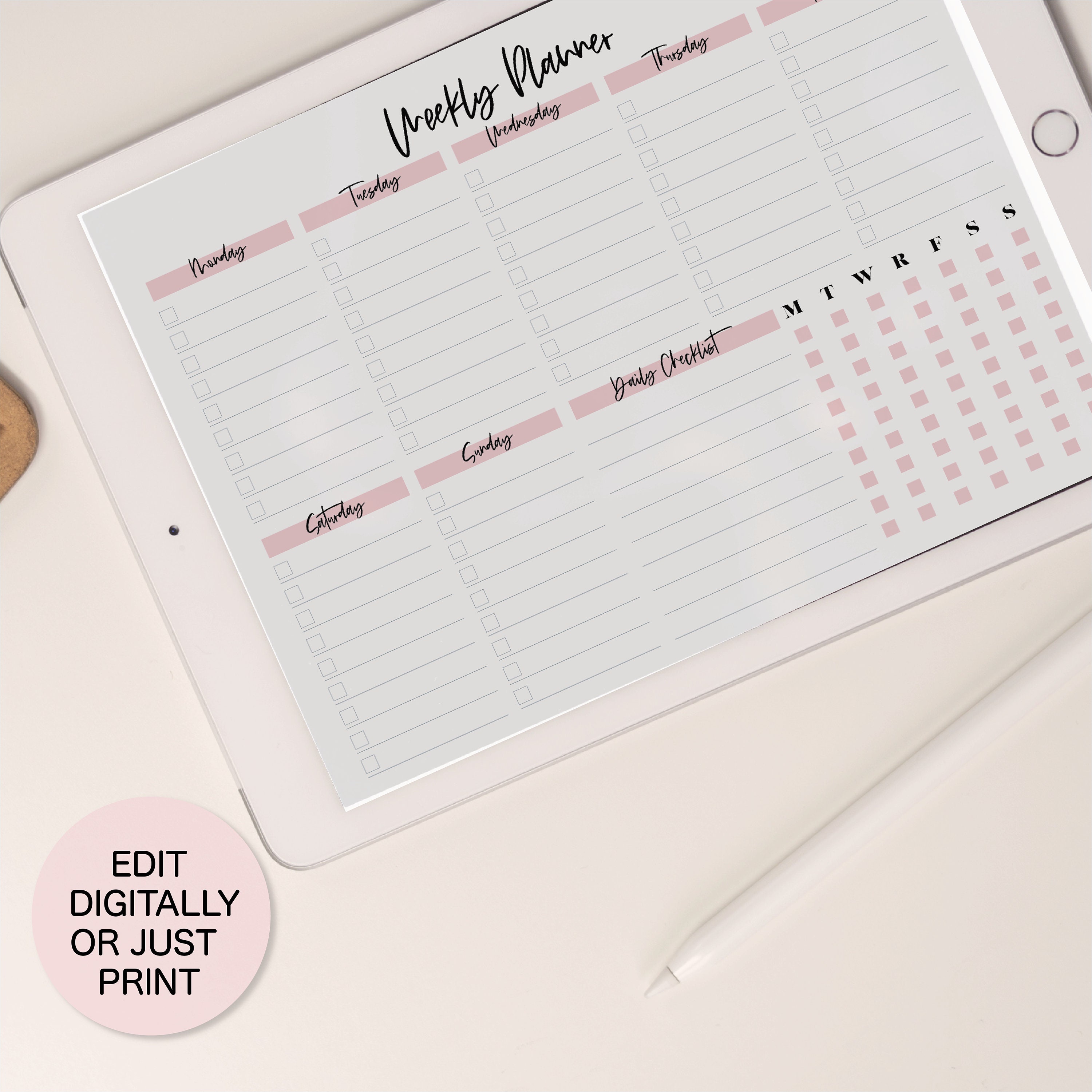 Adult Weekly Schedule, Editable Weekly Schedule for Adults, Printable ...