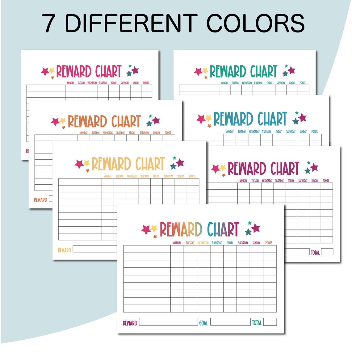 Reward Chart, Editable Goal Chart, Reward Chart for Kids, Fun Reward ...