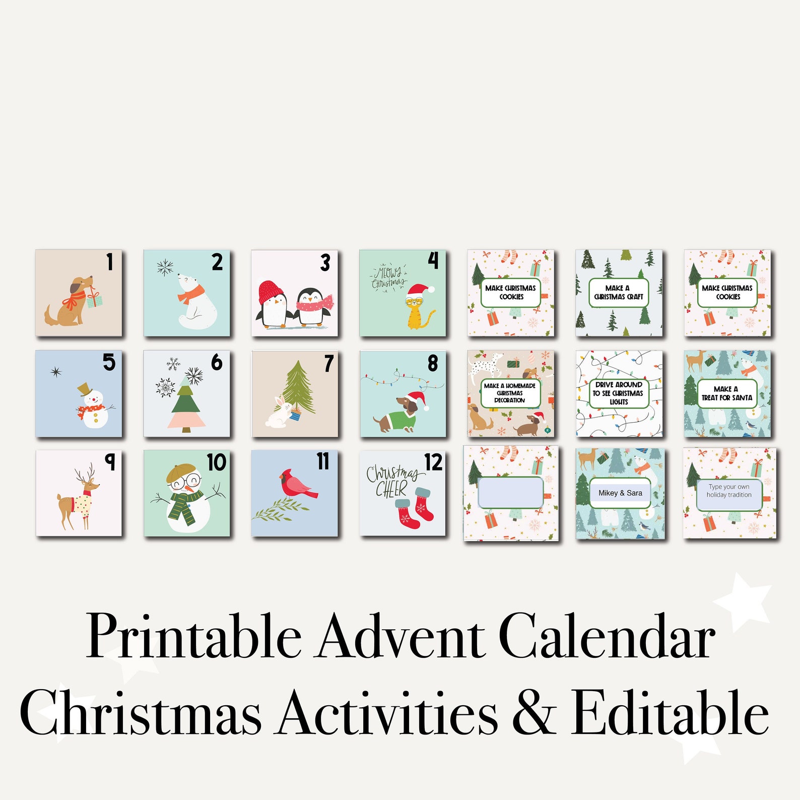 Advent Calendar Printable, Christmas Countdown, Christmas Advent ...