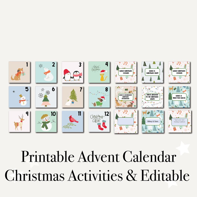 Advent Calendar Printable, Christmas Countdown, Christmas Advent ...